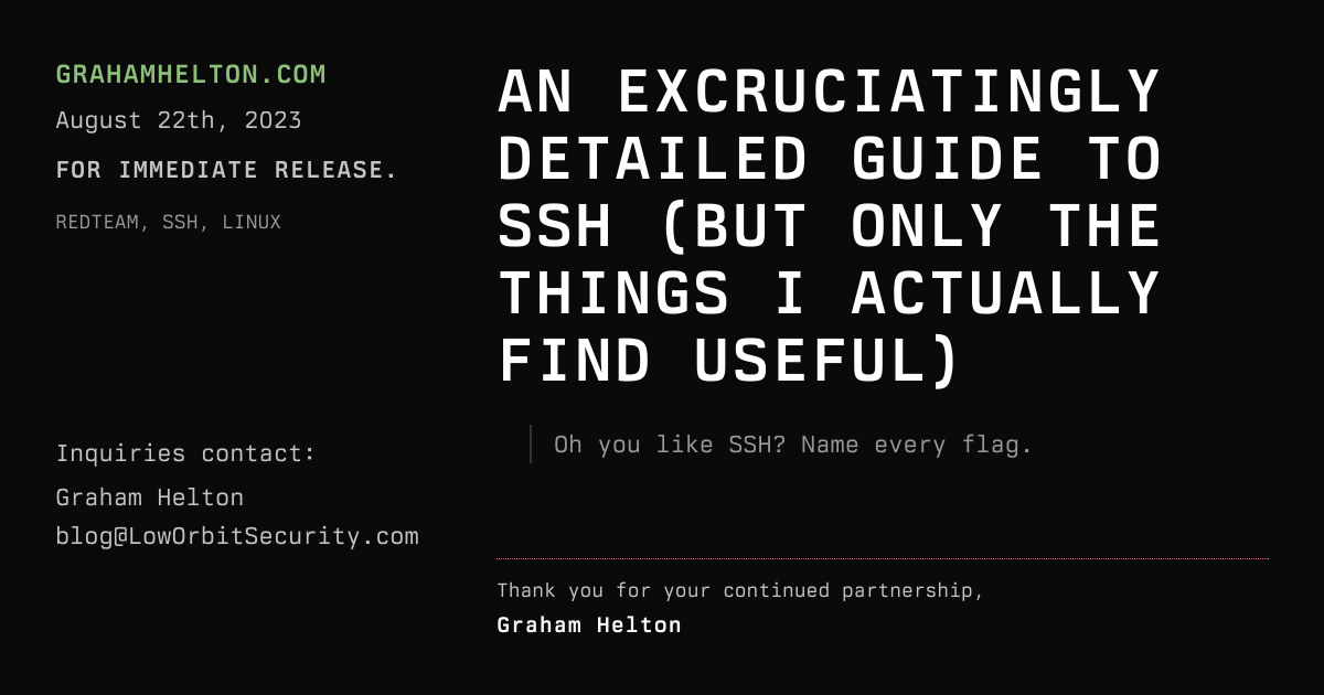An Excruciatingly Detailed Guide To SSH (But Only The Things I Actually Find Useful)